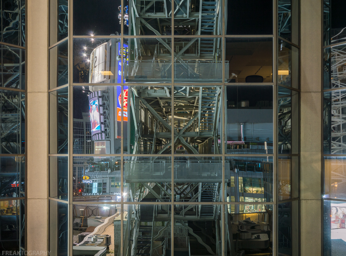 Taken inside a large billboard advertising tower in downtown Toronto ...