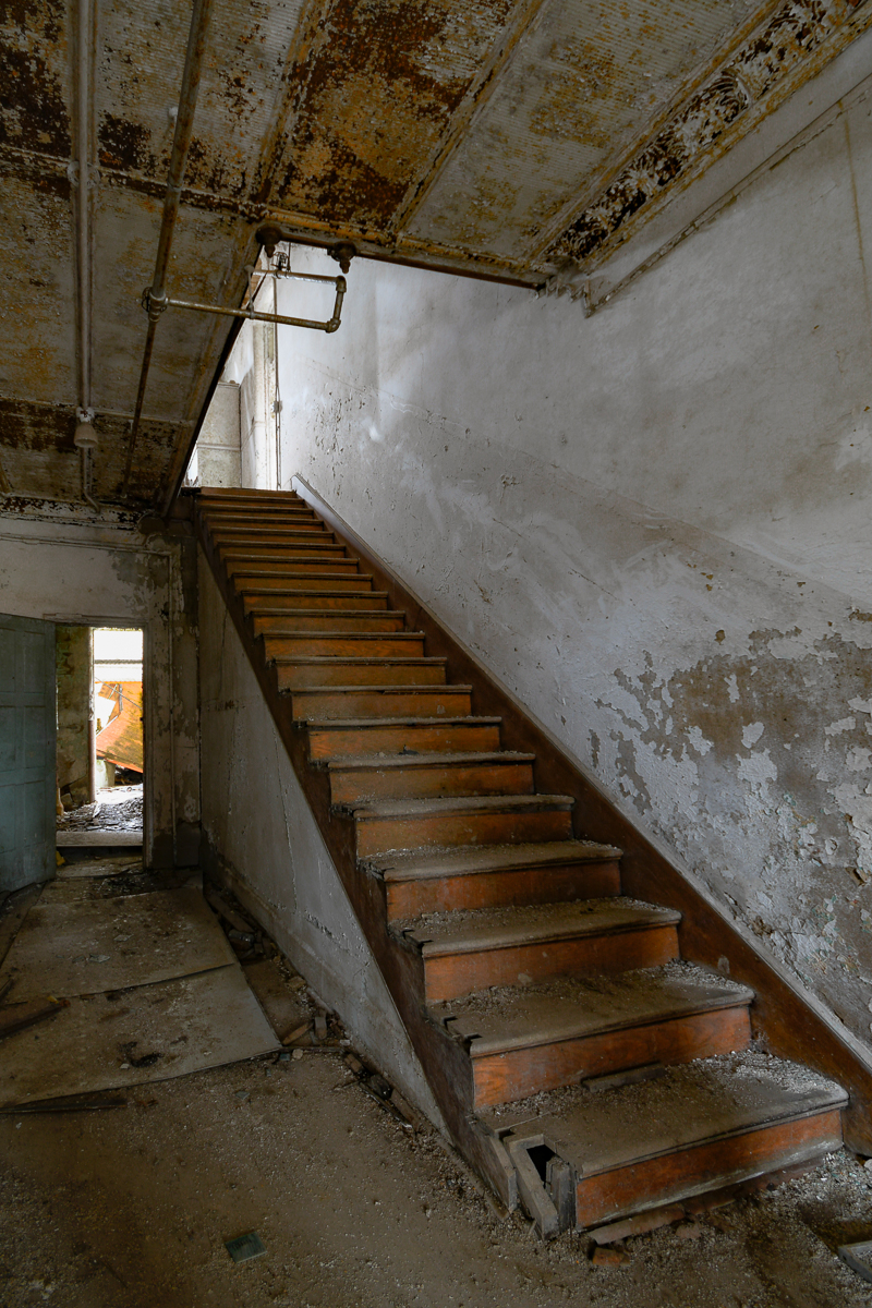 The Main entry and staircase in an abandoned asylum for the Chronic ...